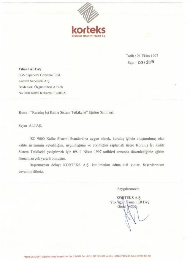 Referans Mektupları - Sigma Center